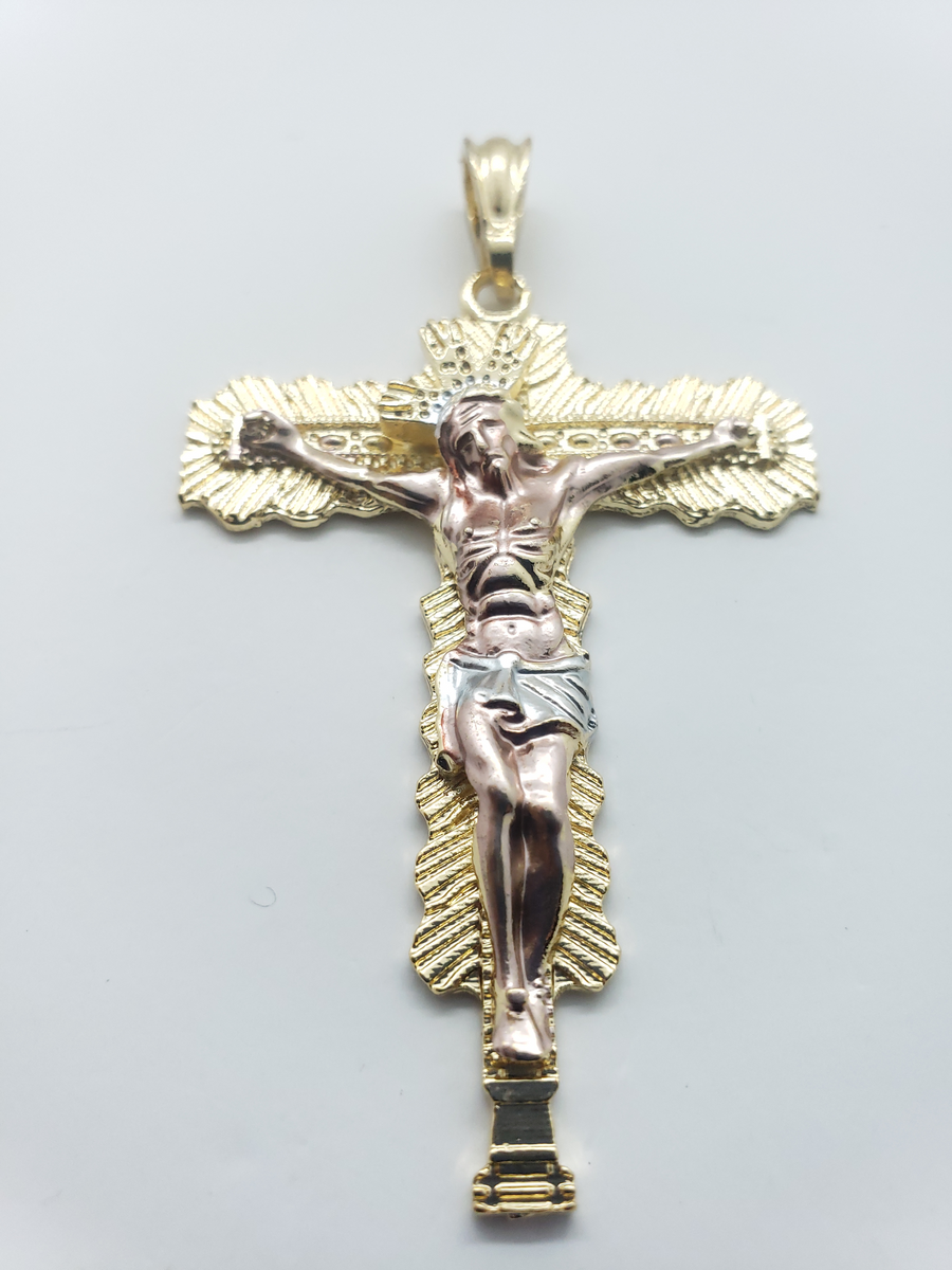Large tri color Jesus on the cross – Rosina Jewlery